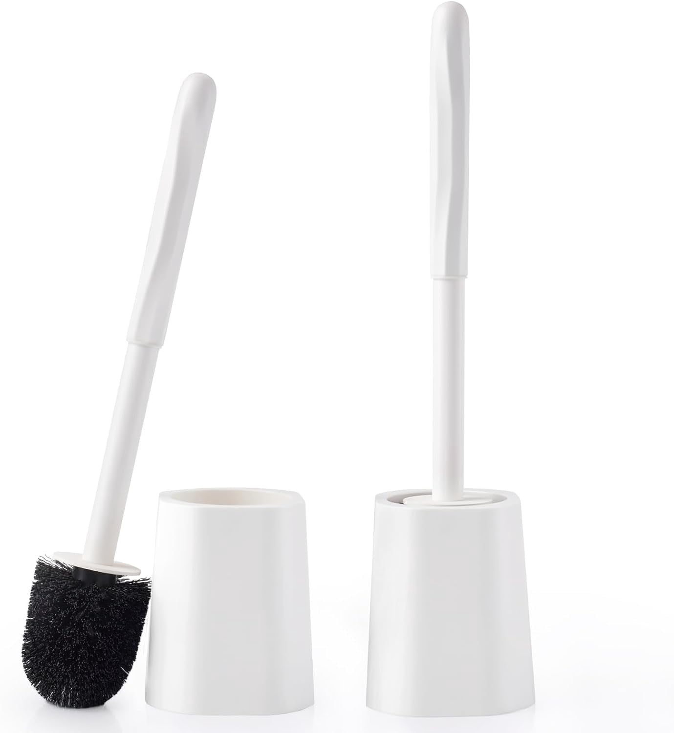 Toilet Bowl Brush and Holder Set 2 Pack, Long Handle Plastic Toilet ...
