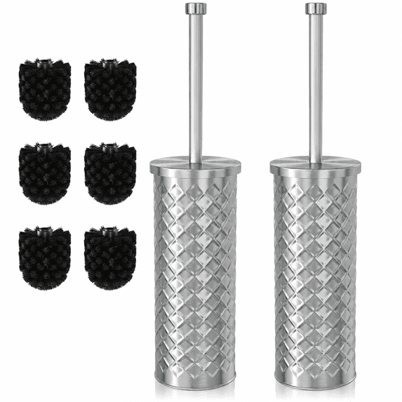 Toilet Bowl Brush and Holder Set with Replaceable Brush Heads and ...