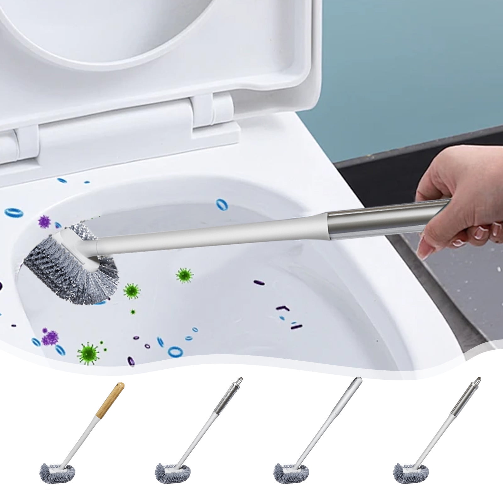 Toilet Bowl Cleaner with 3 Multi-Function Brush Heads, Flexible Rubber ...