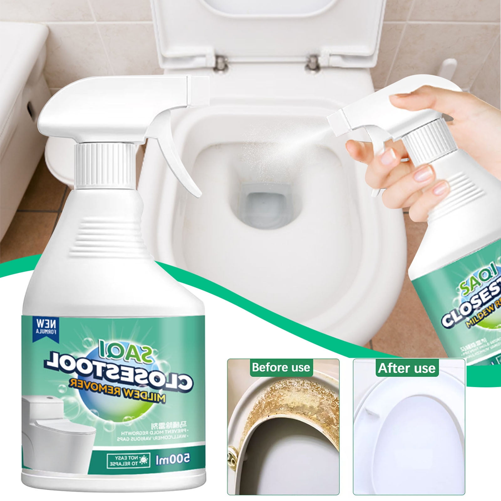 Toilet Bowl Cleaner 500ml and Mold Remover 500ml (1 Bottle) - Walmart.com