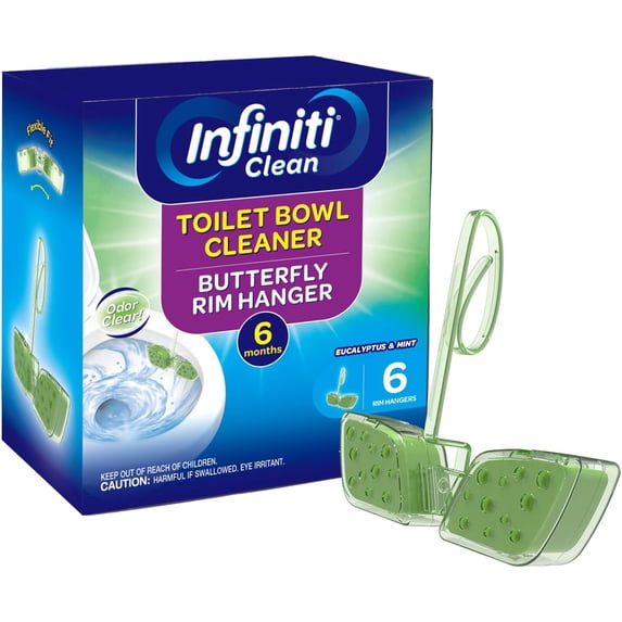 Toilet Bowl Cleaner Butterfly Rim Hanger – Eucalyptus and Mint Scent, 6 ...