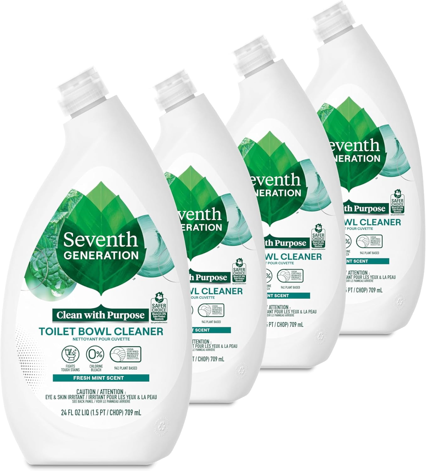 Toilet Bowl Cleaner Fresh Mint scent 4 Pack Without Chlorine Bleach ...
