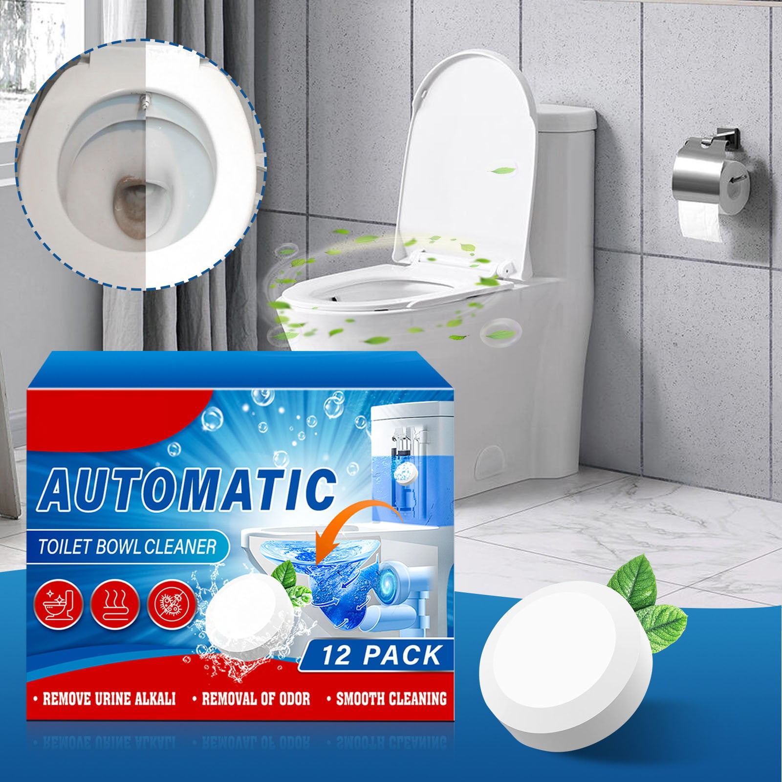 Toilet Bowl Cleaner Tablets 12 PACK Automatic Toilet Bowl Cleaners With ...