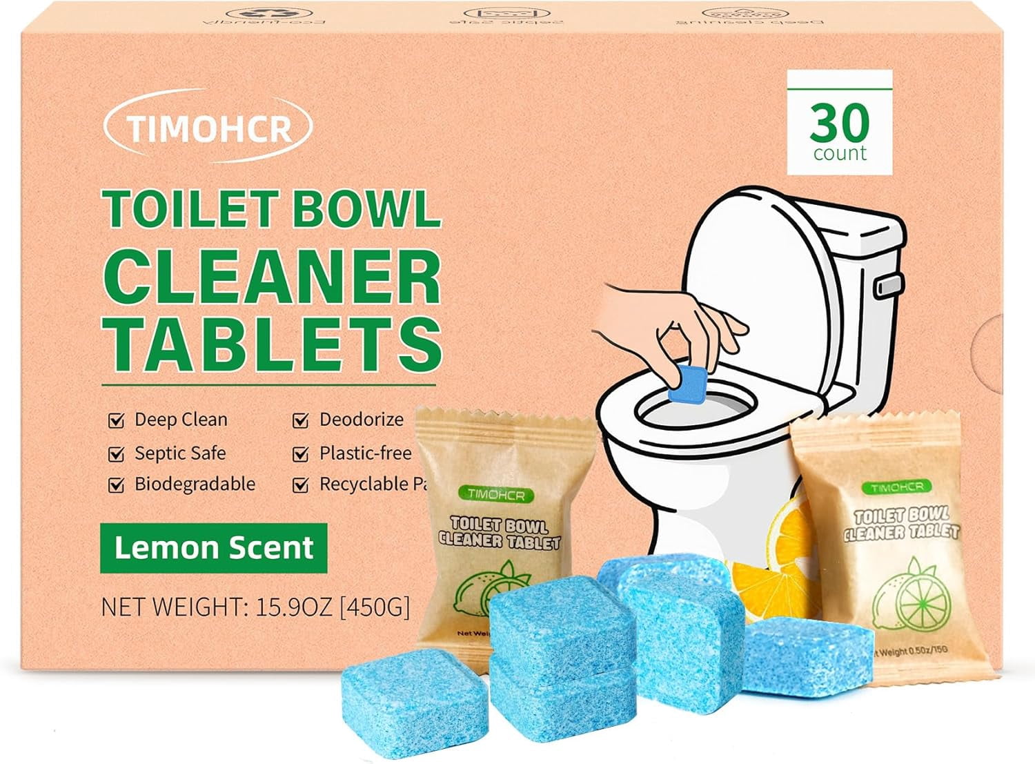 Toilet Bowl Cleaner Tablets 30 30 Big Pack Fast Dissolve Plastic-free ...