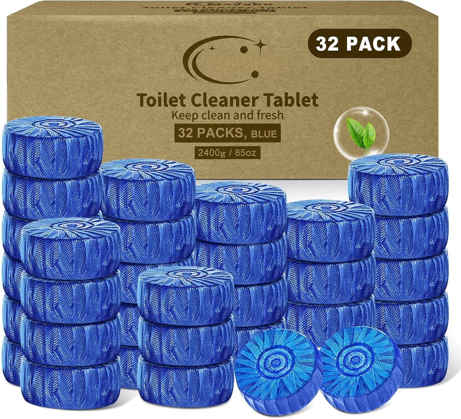 Toilet Bowl Cleaner Tablets 32 Packs-85oz, -Clean Blue Cleaners for ...