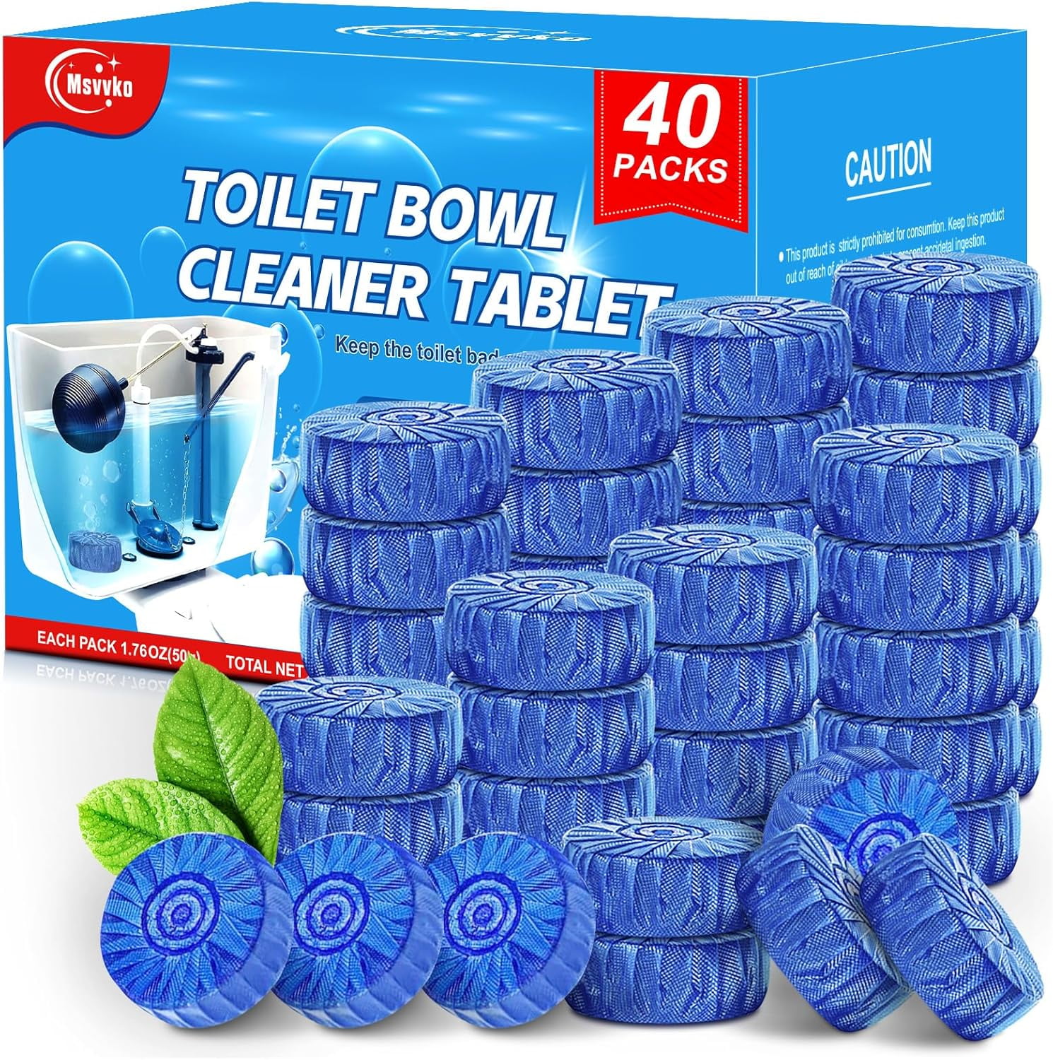 Toilet Bowl Cleaner Tablets 40 Pcs, Septic Safe Automatic Toilet Tank ...