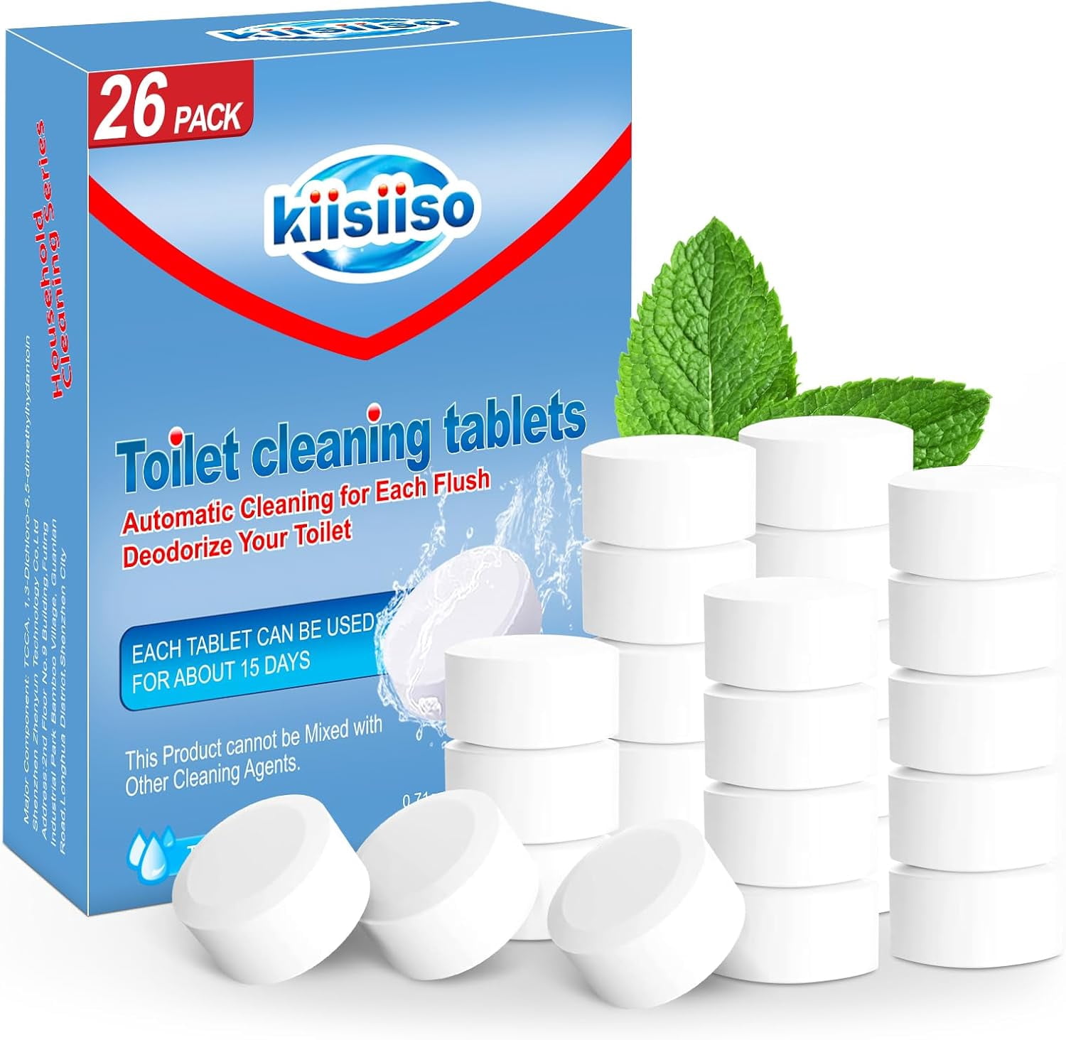 Toilet Bowl Cleaner Tablets 50 PACK, Automatic Bleach Toilet Tank ...