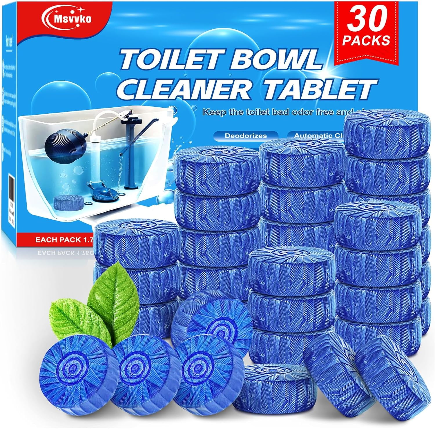 Toilet Bowl Cleaner Tablets Blue Toilet Tank Cleaners, Septic-Safe Hard ...