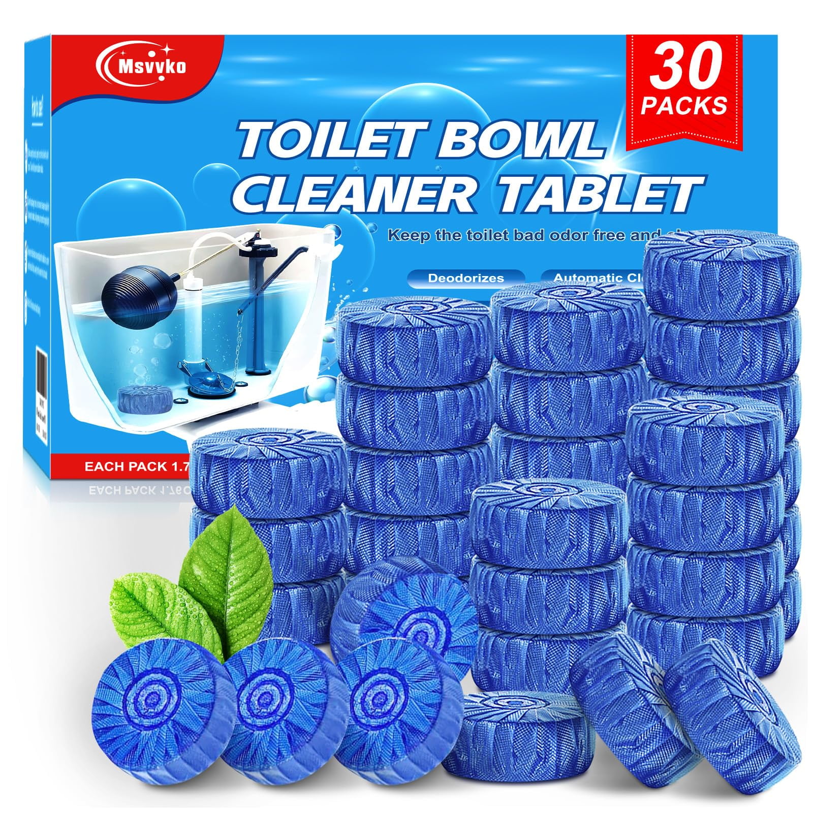 Toilet Bowl Cleaner Tablets Blue Toilet Tank Cleaners, Septic-Safe Hard ...