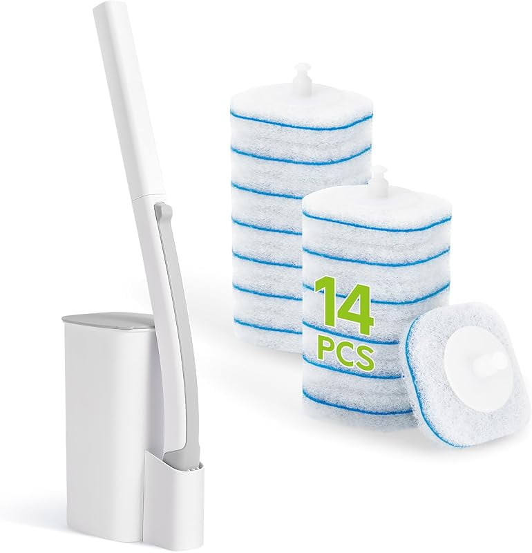 Toilet Bowl Cleaner Wand with 14 Wand Refills, Disposable Toilet Brush ...