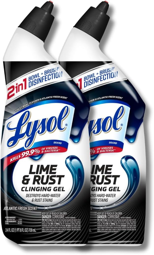 Toilet Bowl Cleaner with Lime and Rust Remover, 24 fl oz Bottles (2 ...