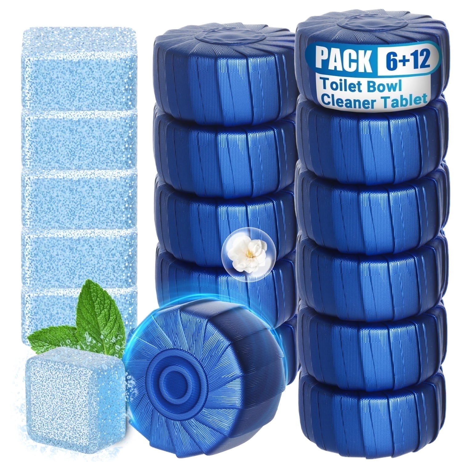 Automatic Toilet Bowl Cleaners Tablets 12 Pack, with 6 Pack Bleach ...