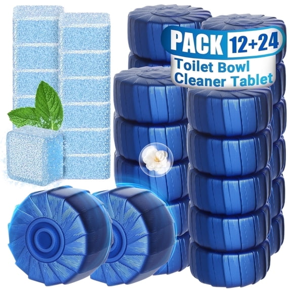 Automatic Toilet Bowl Cleaners Tablets 24 Pack, with 12 Pack Bleach ...