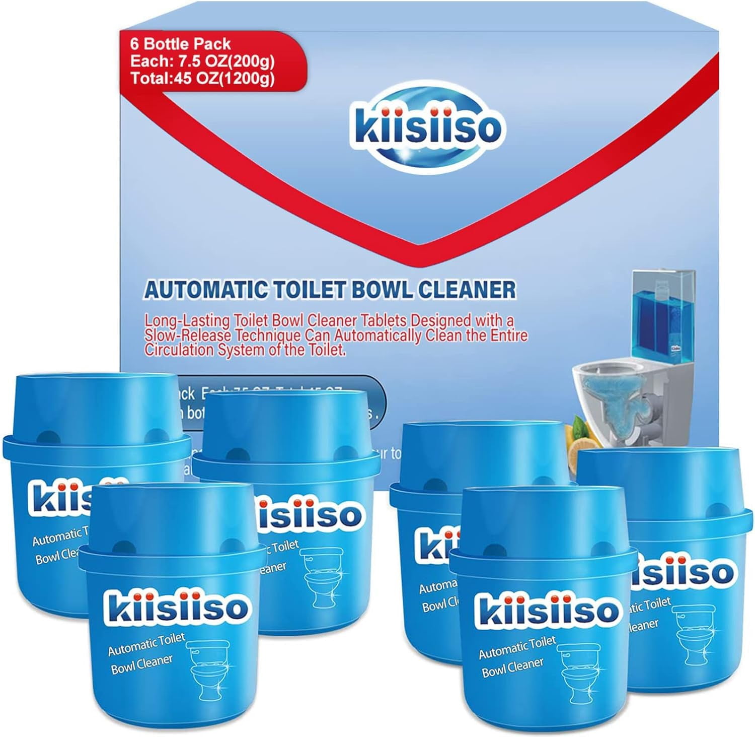 Toilet Bowl Cleaners 6 Bottles, Automatic Long-Lasting Toilet Bowl ...