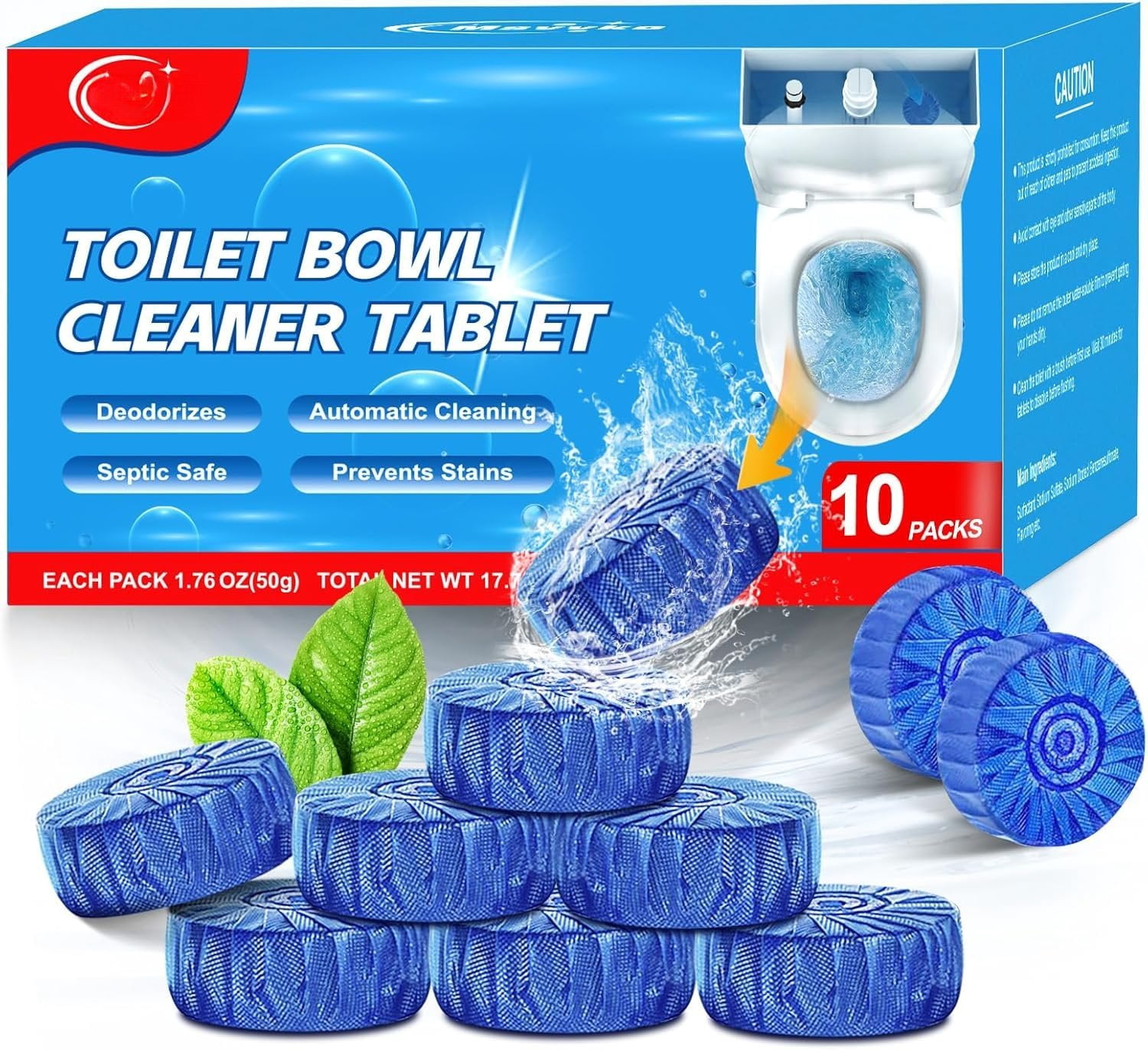 Toilet Bowl Cleaners, Automatic Toilet Bowl Cleaner Tablets Blue Gel ...