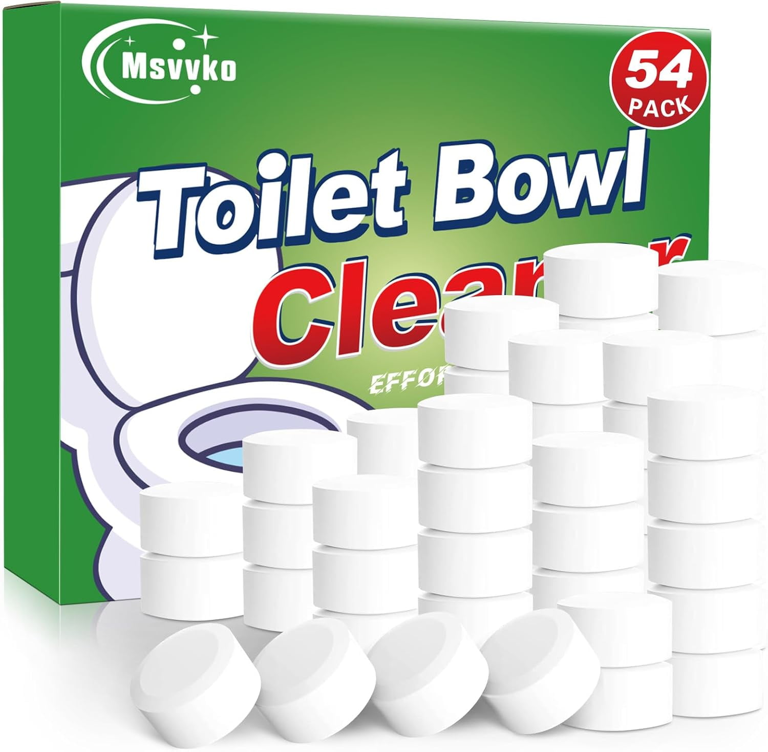 Toilet Bowl Cleaners Bleach Tablets 54 PACK, Automatic Toilet Tank ...