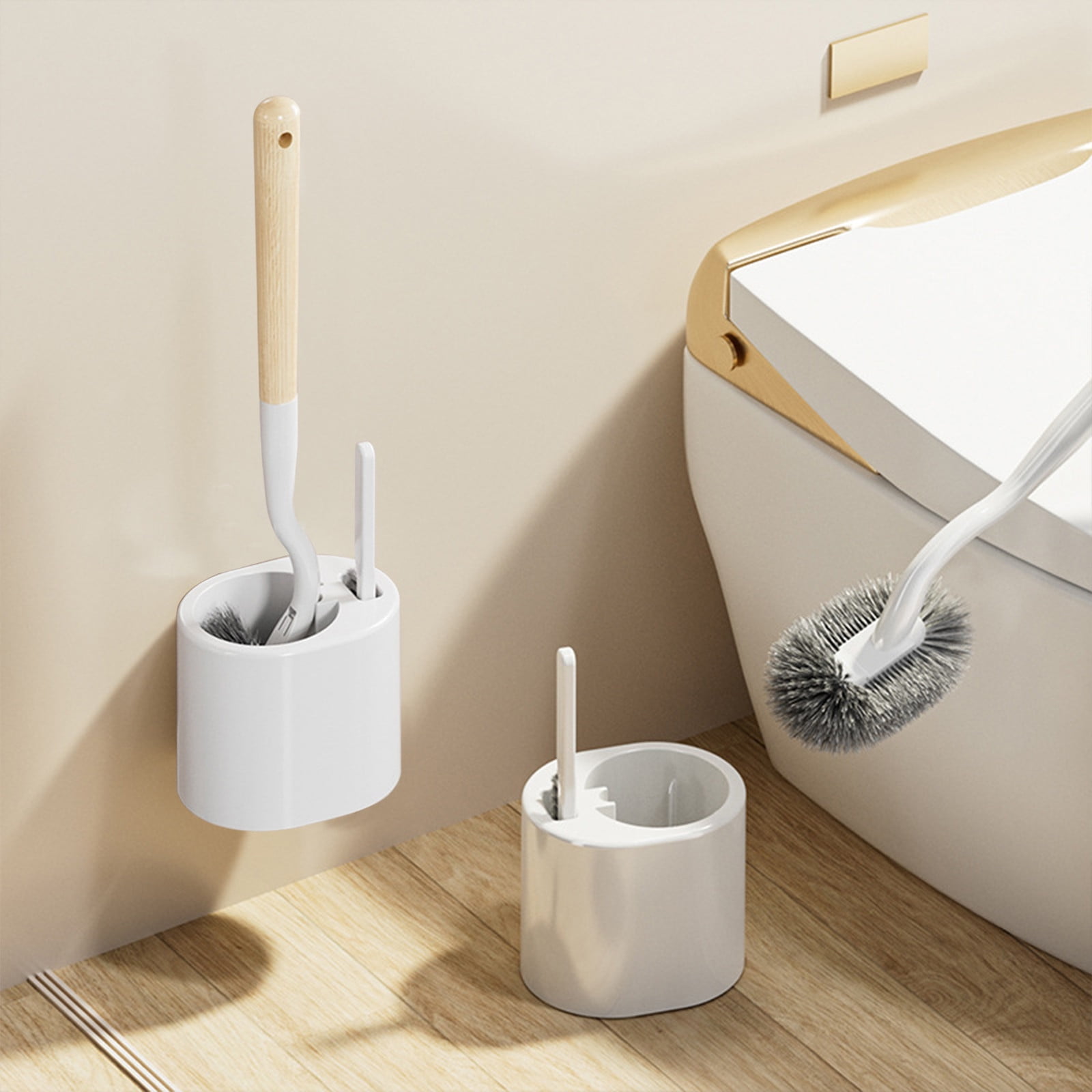 Toilet Bowl Cleaning Brush, Stainless Steel Hard Bristles, Long Handle ...