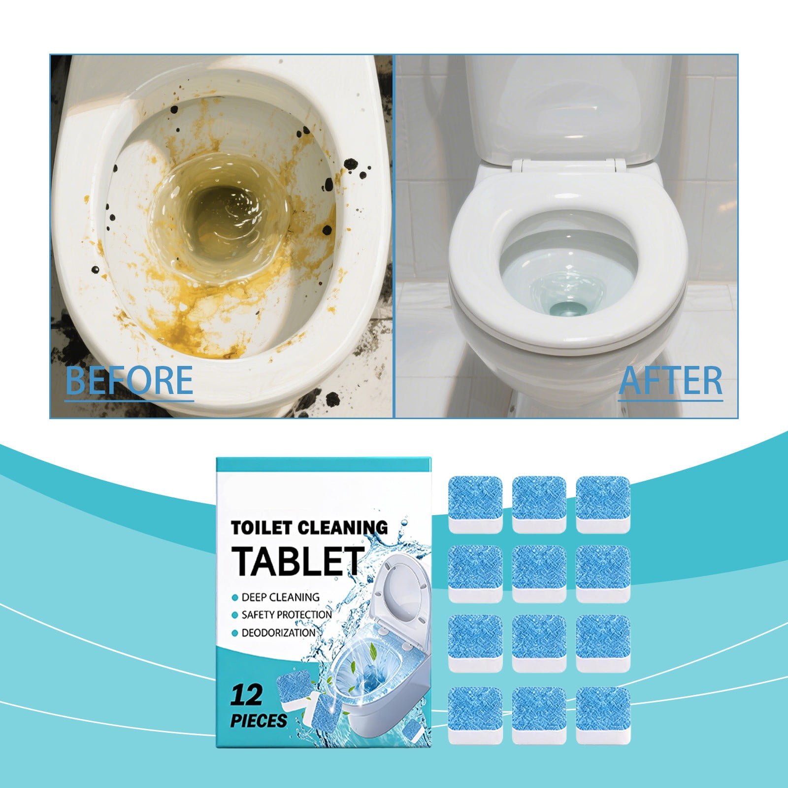Toilet Bowl Tablets, Bathroom Toilet Tank Cleaner, Continuous Clean ...