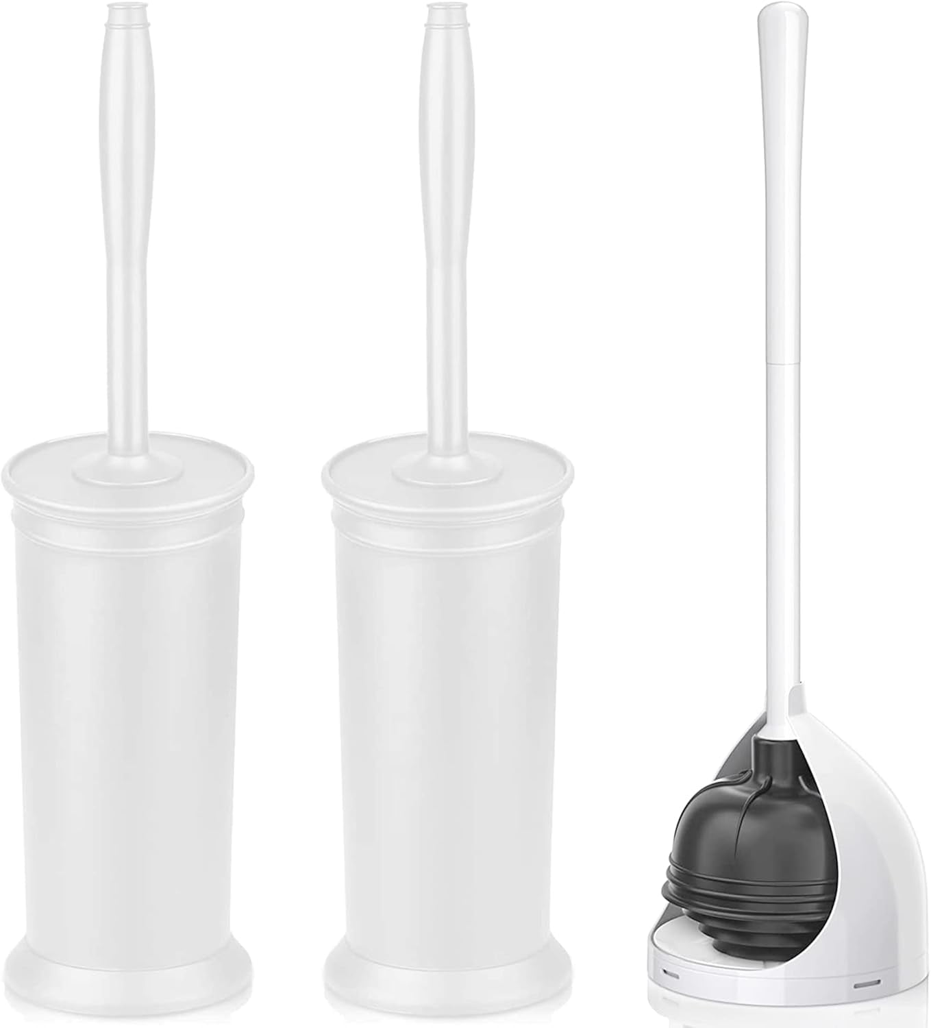 Toilet Brush 2 Pack and Toilet Plunger with Holder, Toilet Bowl Brush ...