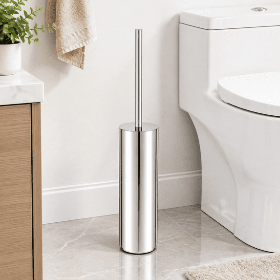 Toilet Brush And Holder Set Stainless Steel Heavy Duty Bowl Splash ...