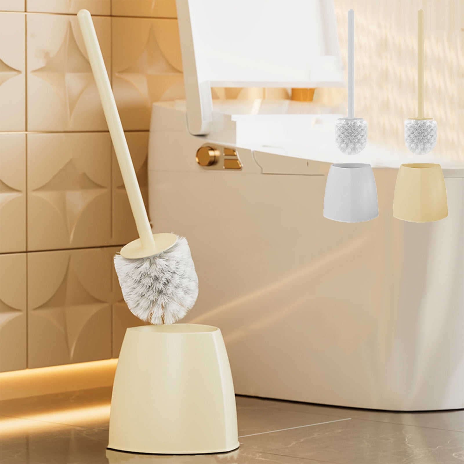 Toilet Brush with Hard Bristles for Deep Cleaning Modern Compact ...