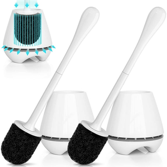 Toilet Brush and Holder 2 Pack, Toilet Brush with Ventilated Holder ...