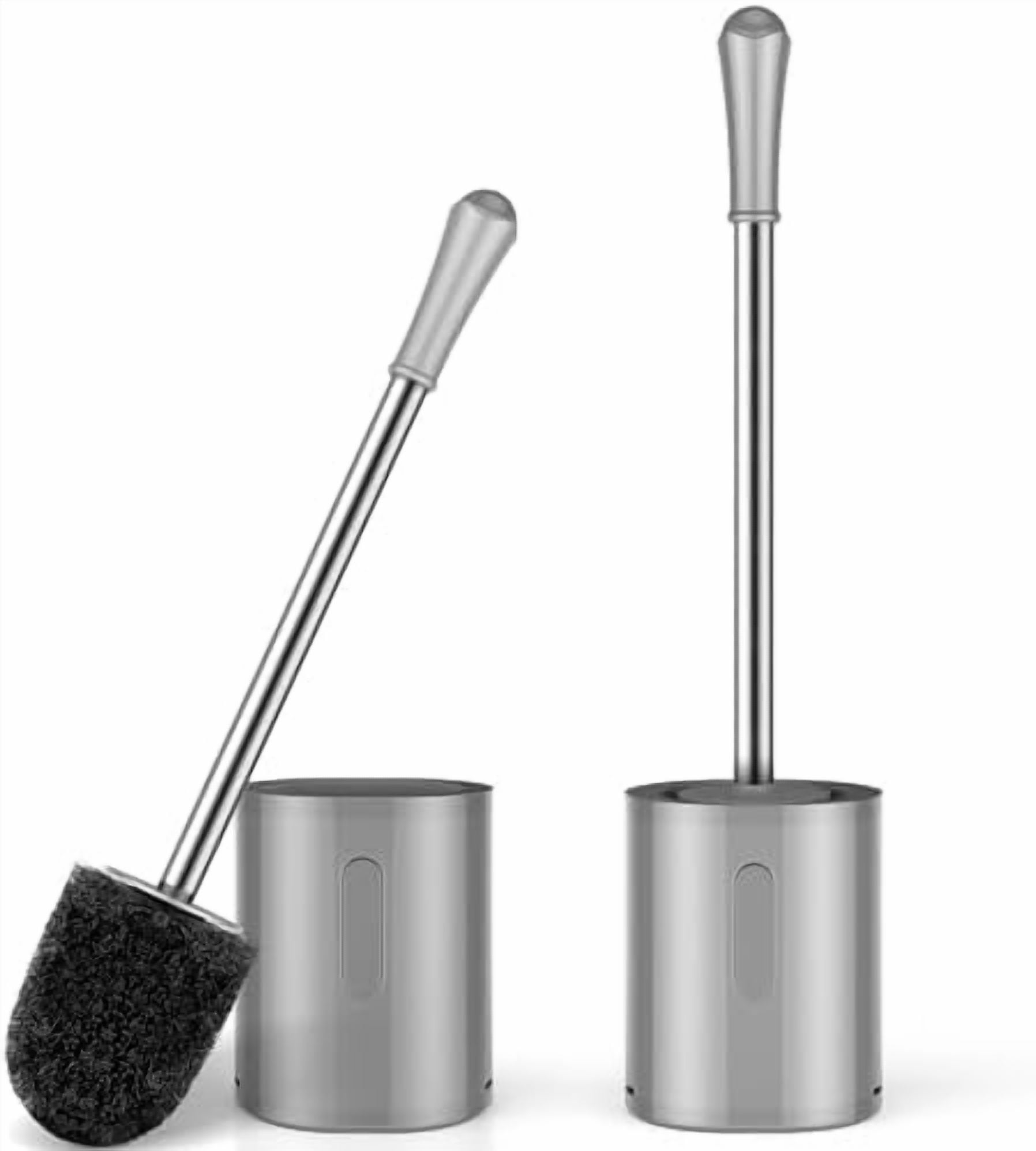 Toilet Brush and Holder Set, 2 Pack with Stainless Steel Handle Toilet ...