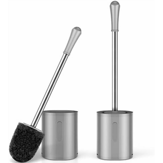 Toilet Brush and Holder Set, 2 Pack with Stainless Steel Handle Toilet ...
