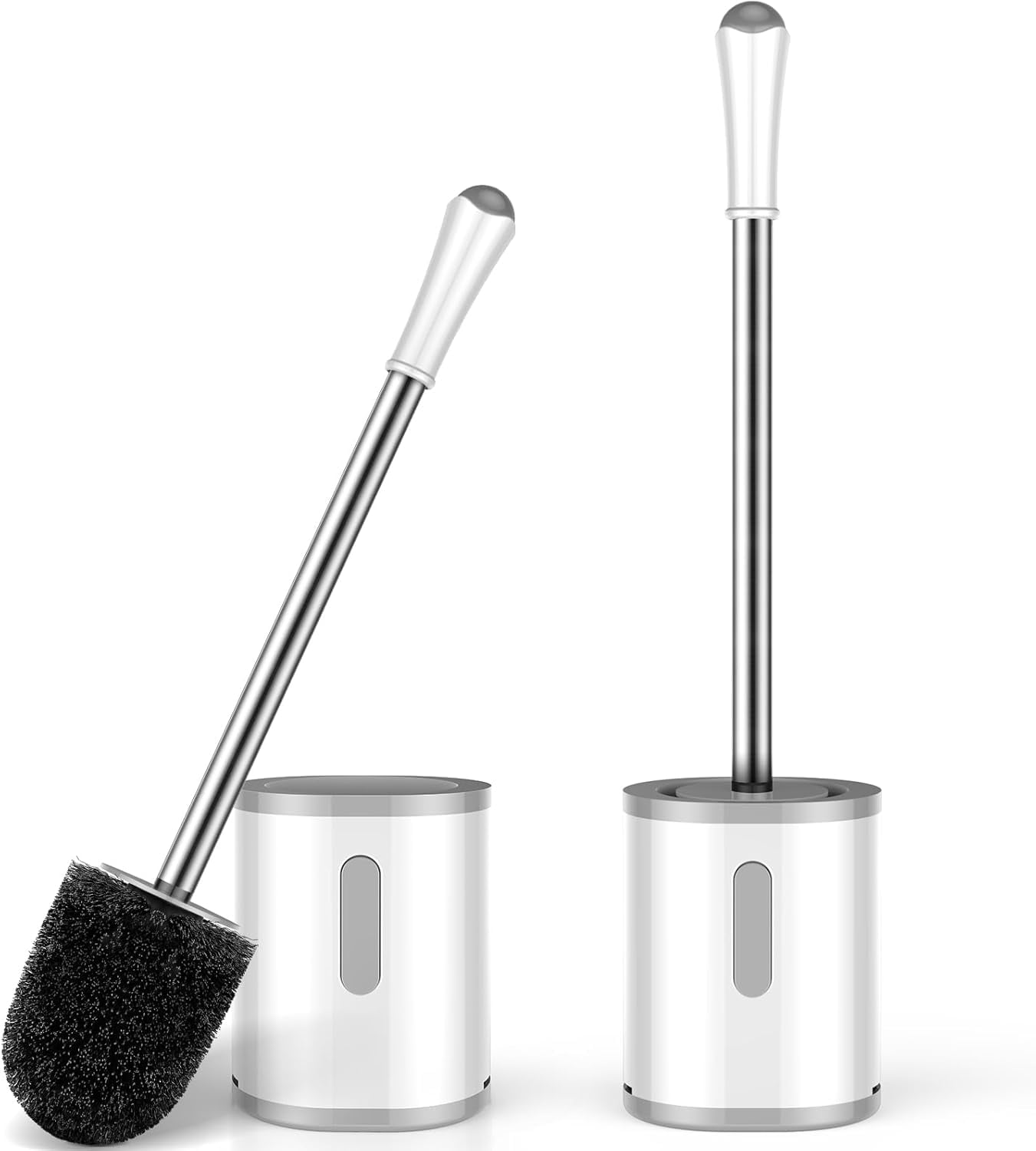 Toilet Brush and Holder Set, 2 Pack with Stainless Steel Handle Toilet ...