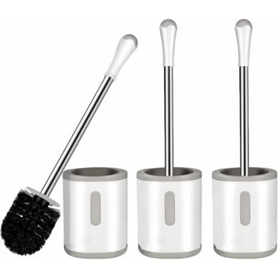 Toilet Brush and Holder Set, 3 Pack with Stainless Steel Handle Toilet ...