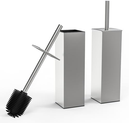 Toilet Brush and Holder Set,Square Toilet Bowl Brush for Bathroom with ...