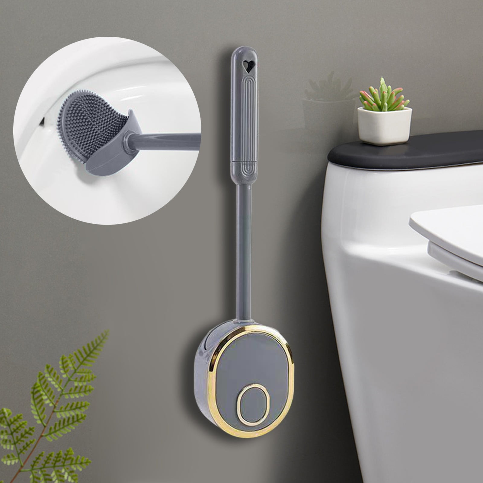 Toilet Brush Holder, Wall Mounted Toilet Brush, No Drill Installation ...