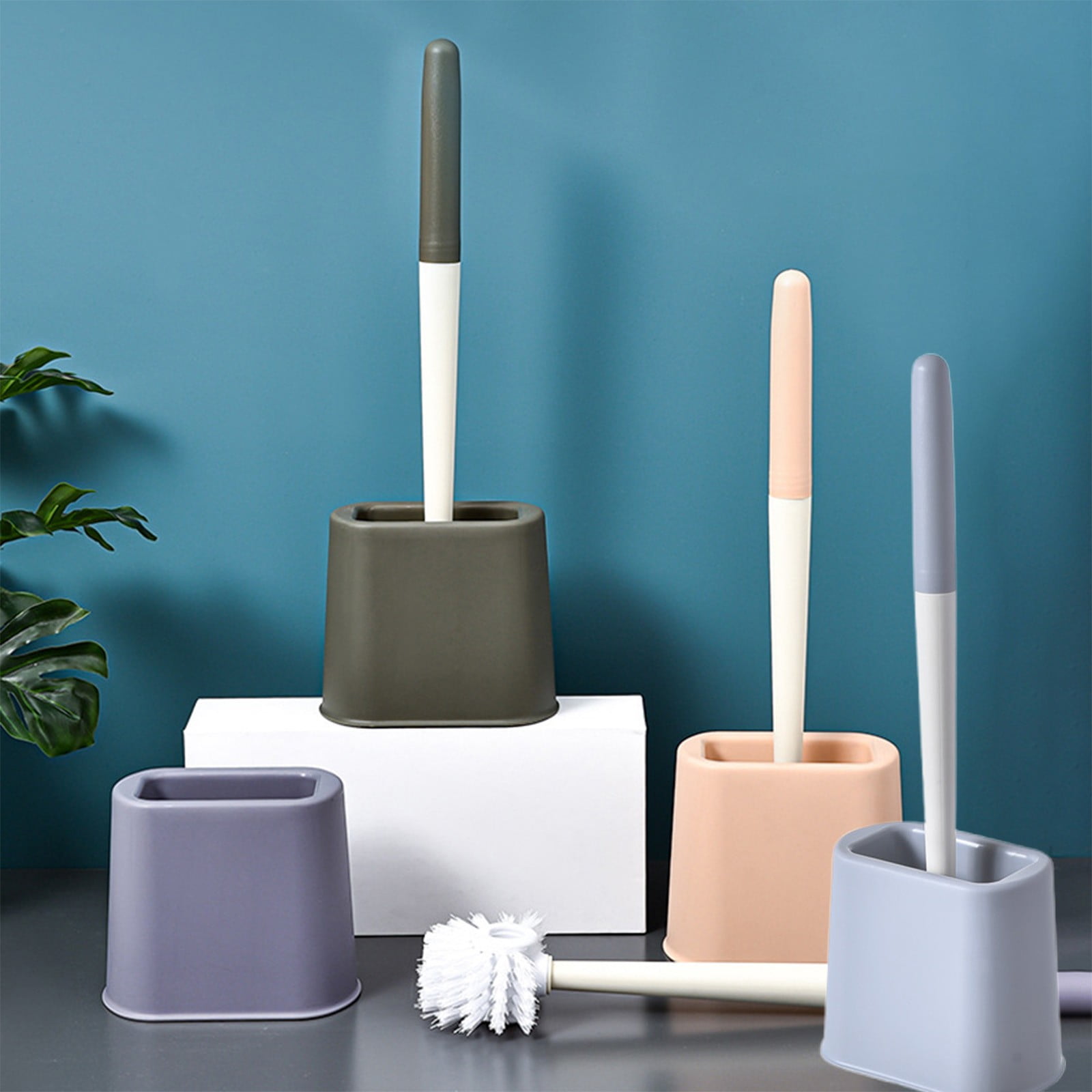 Toilet Brush Long Handle Soft Bristle Floor Cleaning Bathroom Set ...