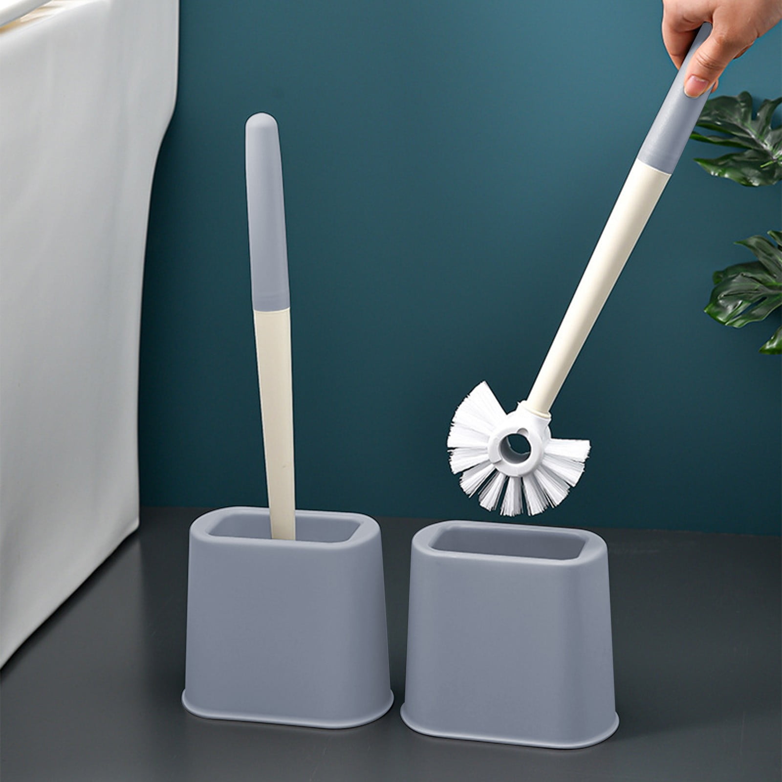 Toilet Brush Long Handle Soft Bristle Floor Cleaning Bathroom Set ...