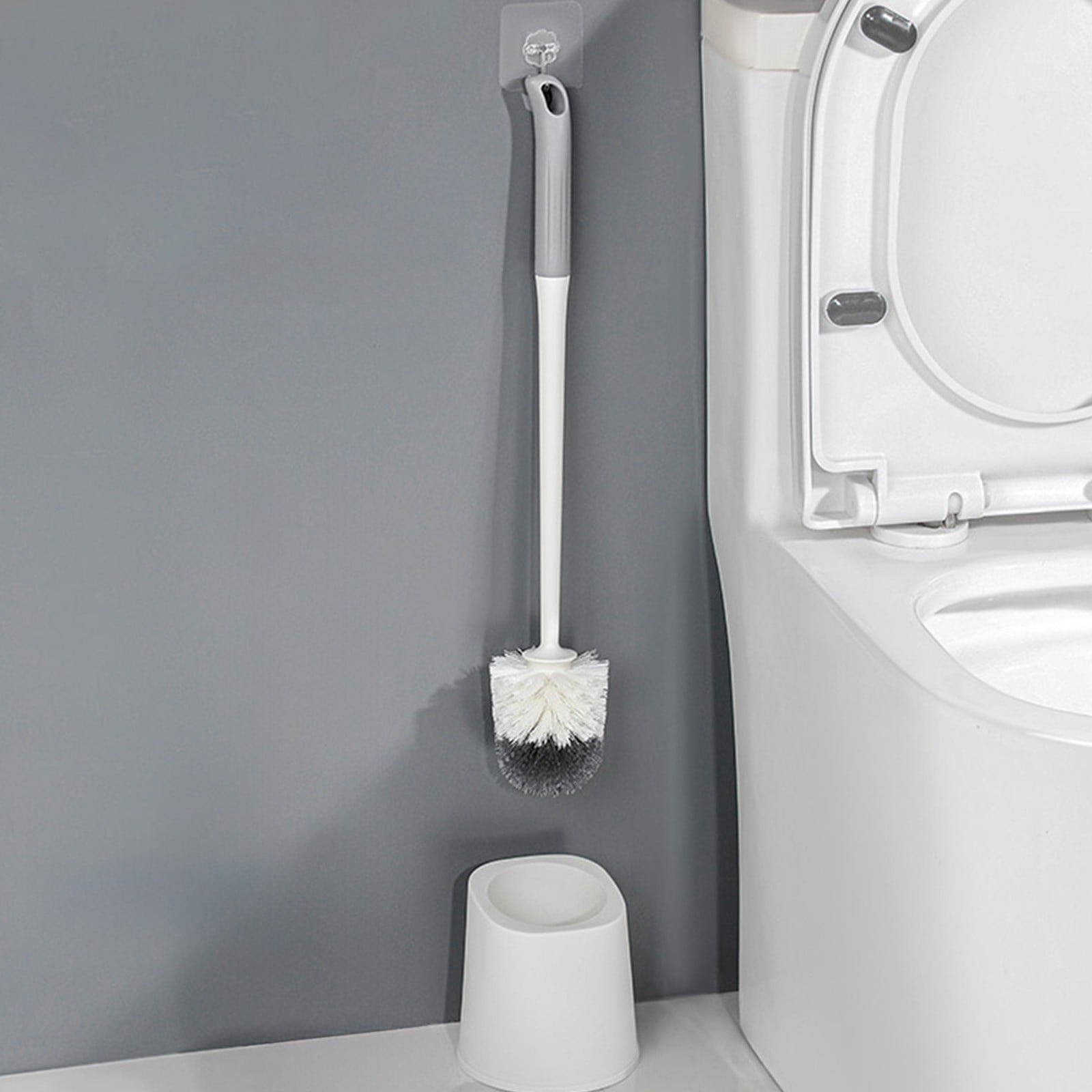 Toilet Brush | Non-Dead Corner Design | Punch-Free Wall-Hanging | Long ...