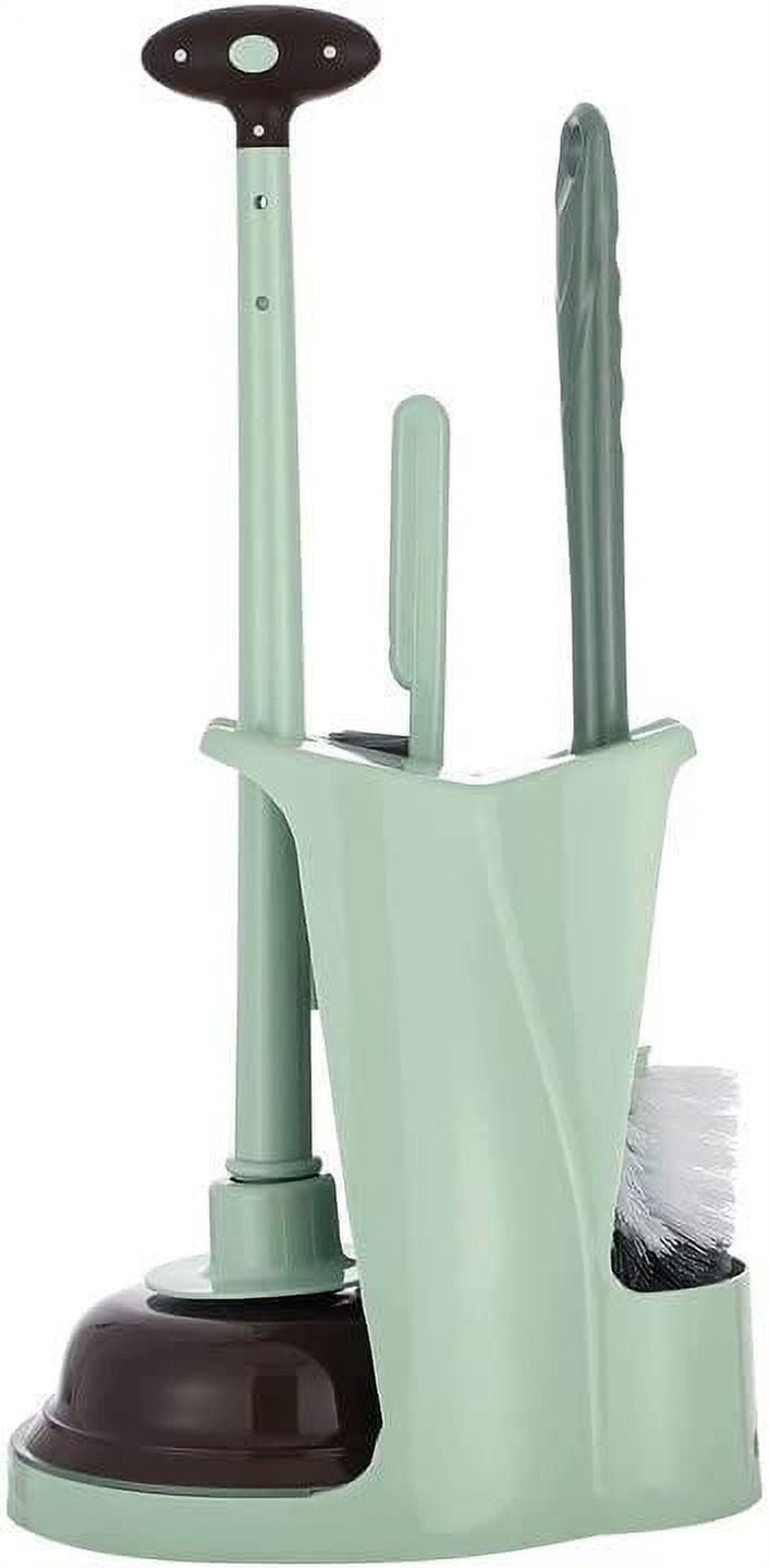 Toilet Brush and Plunger Set,Green 3 in 1 Bathroom Scrubber Plunger and ...
