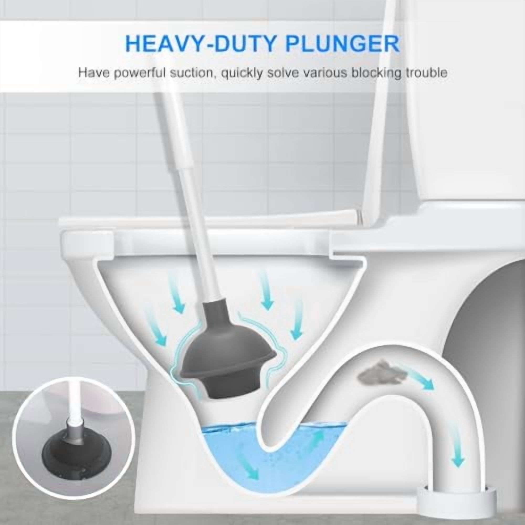 Toilet Brush and Plunger Set, Toilet Plungers for Bathroom Heavy Duty ...