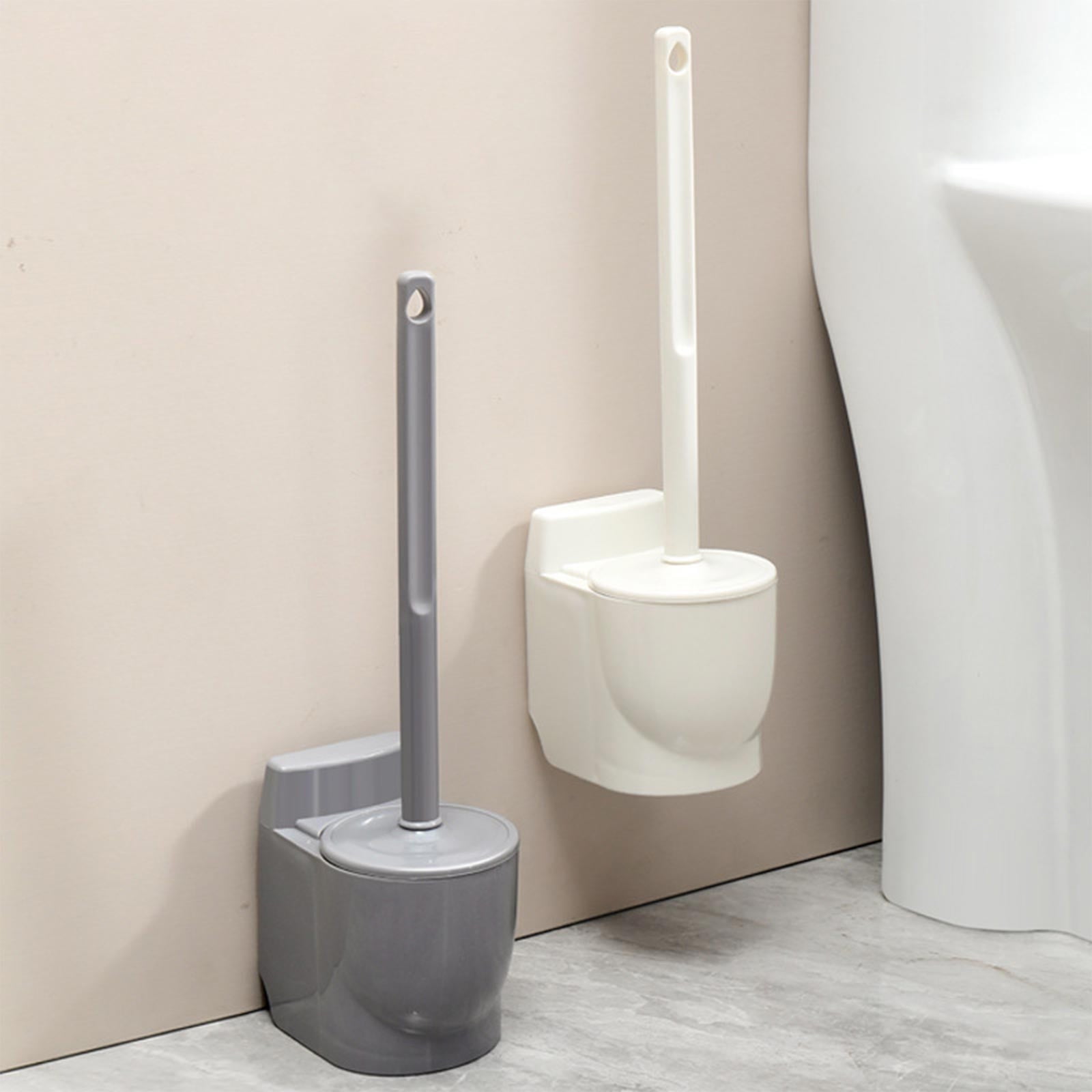Toilet Brush Set Gray or White | Flexible TPR Bristles, Dead-Angle-Free ...