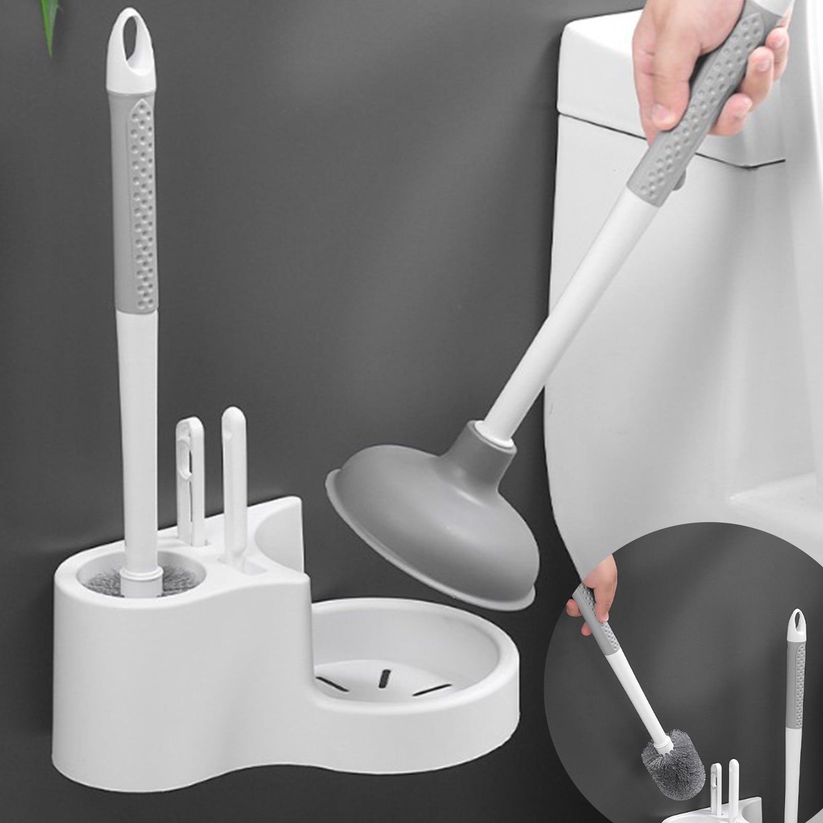 Toilet Brush Set, Heavy-Duty Cleaning Kit with 360 Degree Scrubber ...