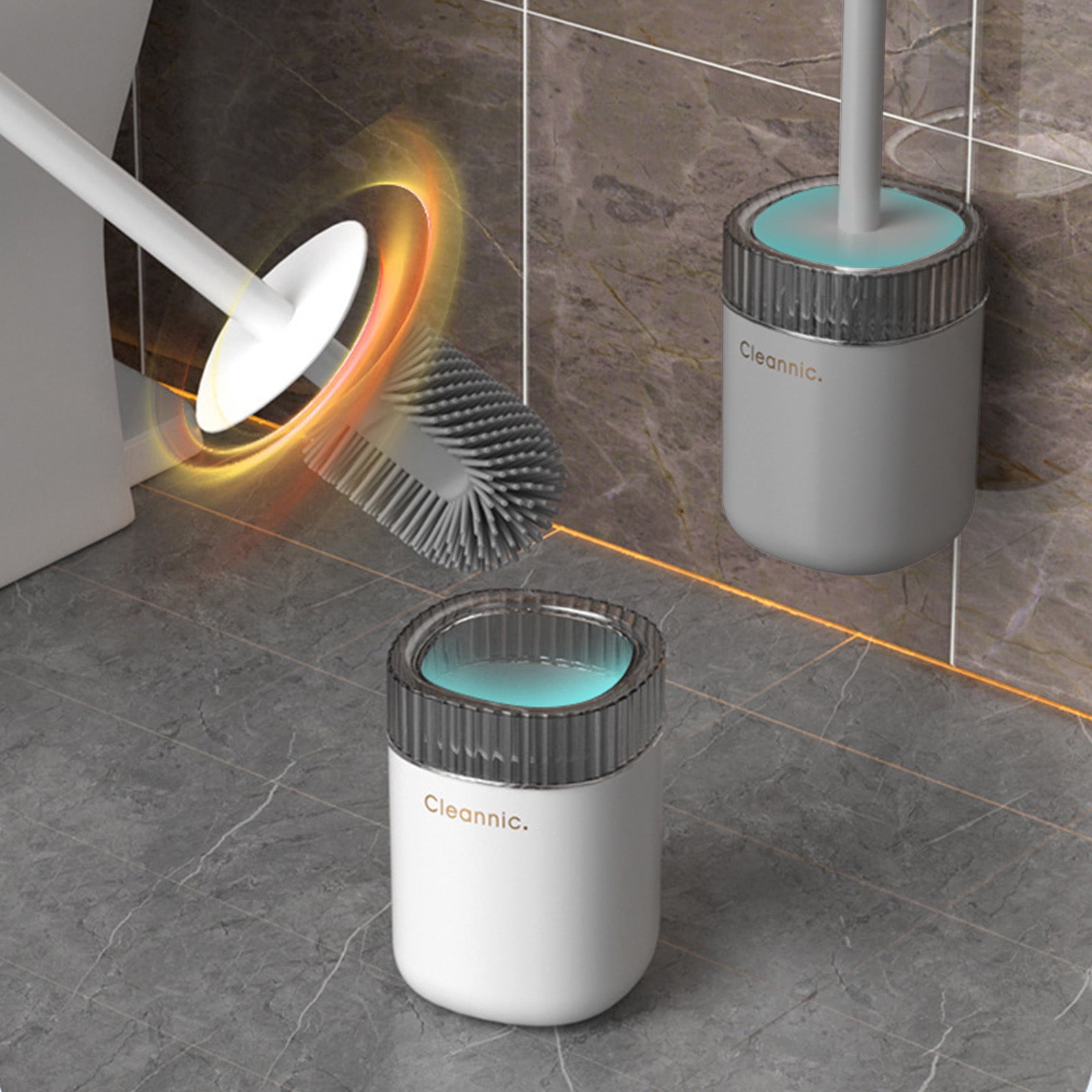 Toilet Brush Set | Long Handle Bathroom Cleaning Tool | Plastic Non ...