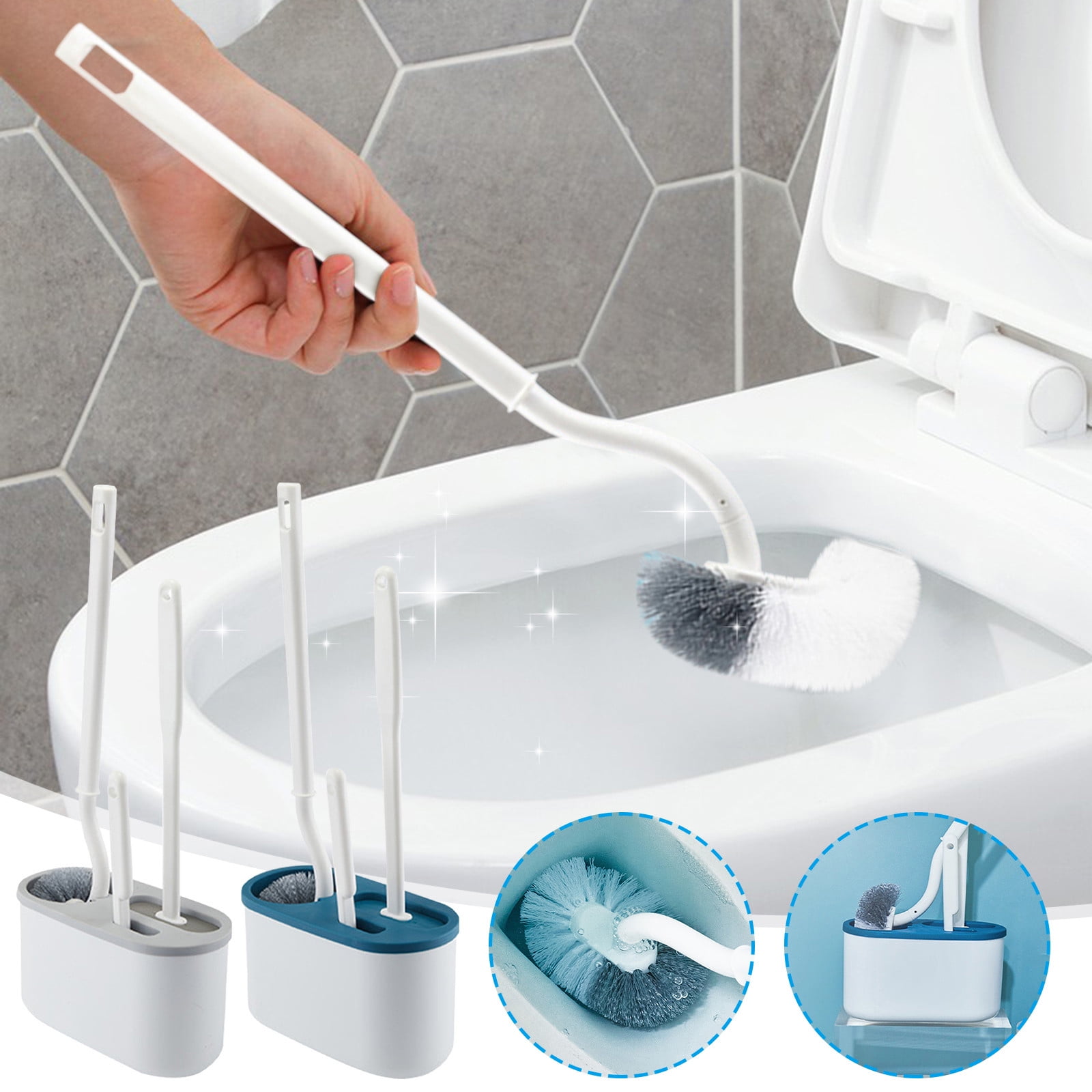 Toilet Brush Set, S-shaped Cleaning Brush, 3-Piece Brush Set, Stainless ...