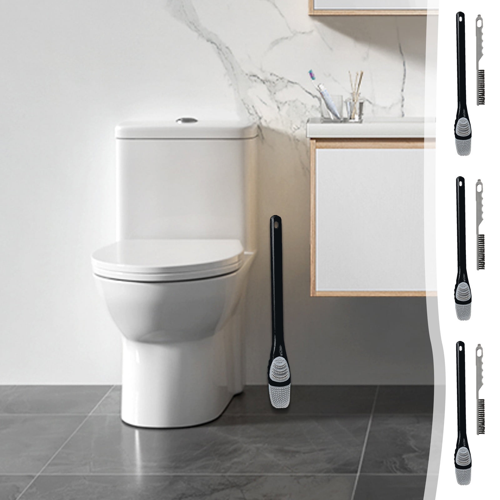 Toilet Brush Set, Wall Mounted Toilet Bowl Brush With Hideaway Crevice ...