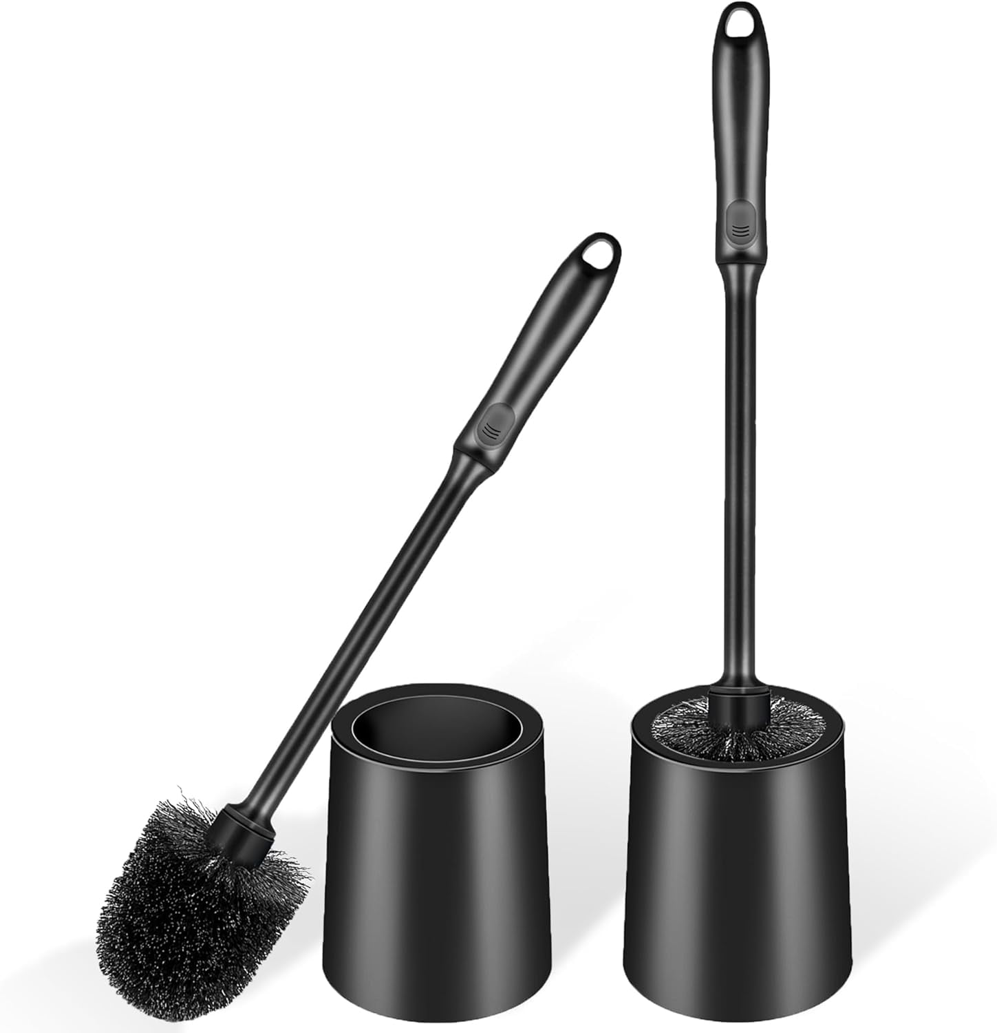 Toilet Brush and Holder 2 Pack with Long Handle - Non-Slip Grip Toilet ...