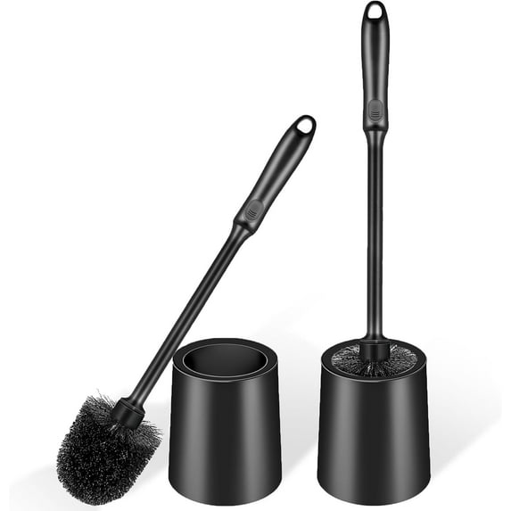 Toilet Brush and Holder 2 Pack with Long Handle - Non-Slip Grip Toilet ...
