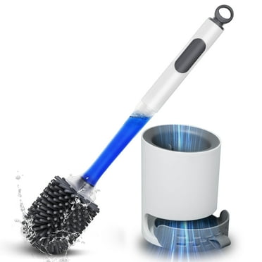 Toilet Brush with Holder, Gray Plastic Toilet Cleaning Brush with Long ...