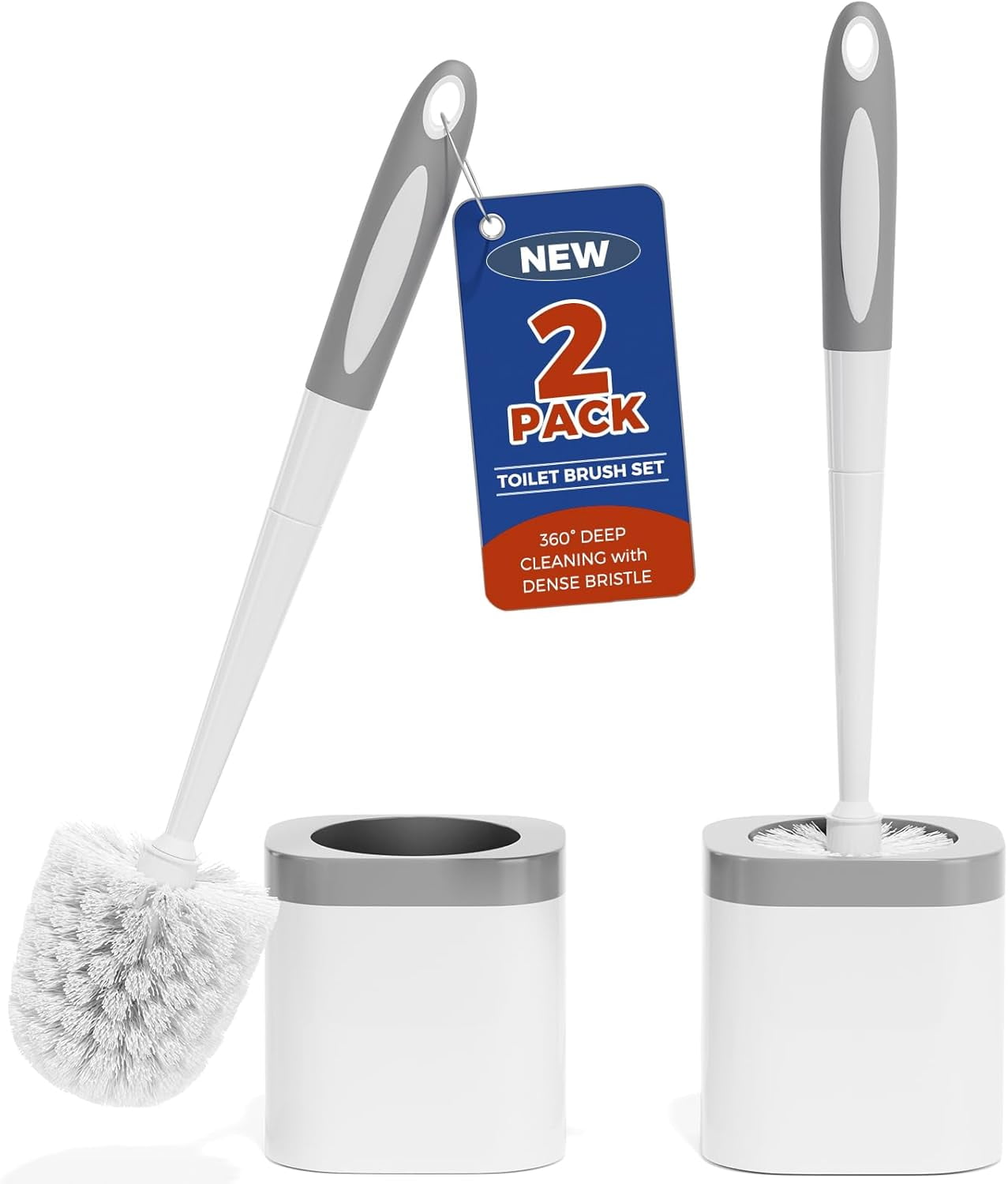 Toilet Brush and Holder Set, Space Saving, 2 Pack, White - Walmart.com
