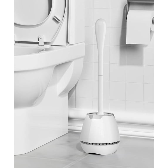 Toilet Brush and Holder with Ventilated Holder and Ergonomic Long ...