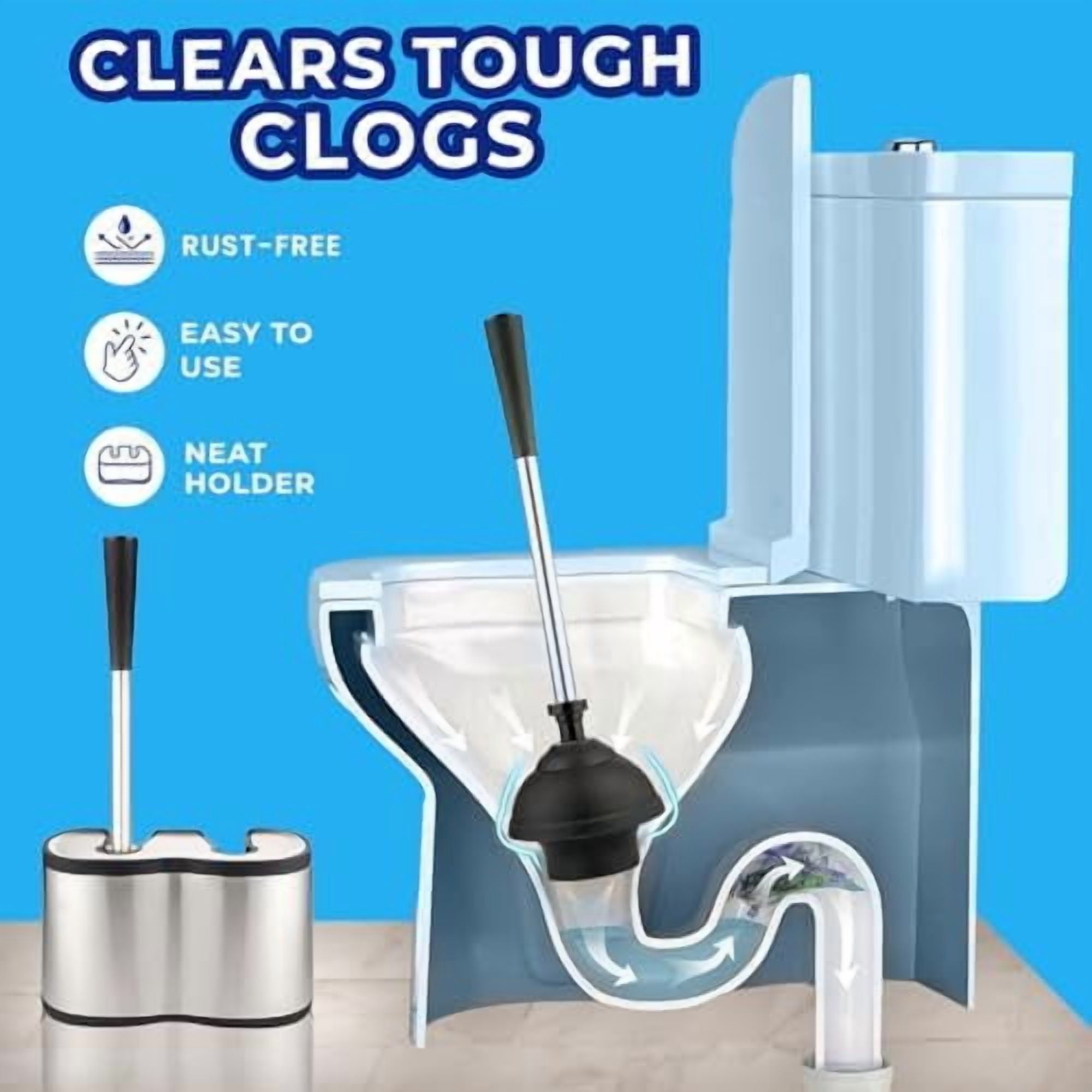 Toilet Brush and Plunger Set 18-in - Updated 2025 No-Rust - Stainless ...