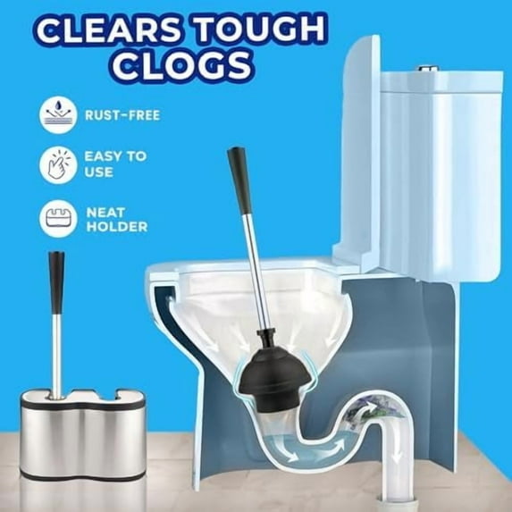 Toilet Brush and Plunger Set 18-in - Updated 2025 No-Rust - Stainless ...