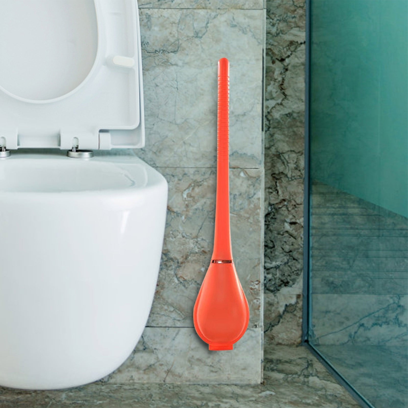 Toilet Brush under $5! Yannianjz Flexible Toilet Brush, Wall Mounted No-Hole Installation for ...